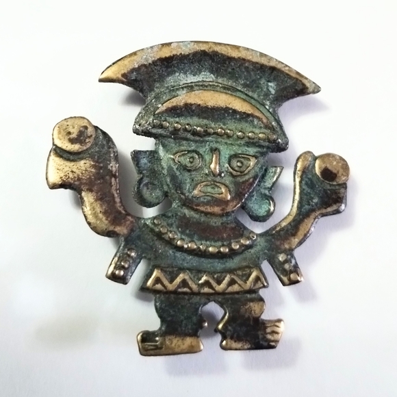 Vintage | Jewelry | Vtg Brass Or Bronze Aztec Inca Mayan Eagle Dancer ...